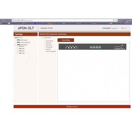 WDS1U4PGE 1U 4PON GEPON OLT, Chipset Cortina CS8032, CLI, WEB, SNMP management