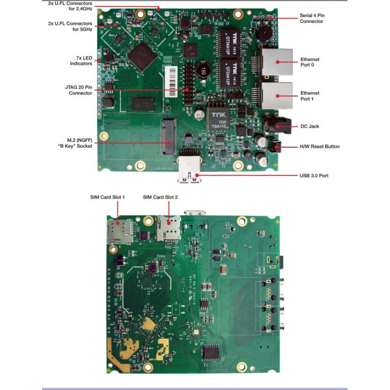 WPJ428 Multi-function IPQ4028 Embedded Board, 710MHz CPU / 2x GE Port ...