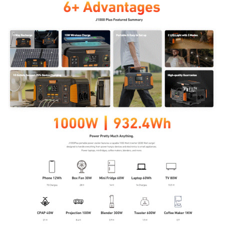 WDS J1000W ProPlus power station a solární generátor DC in 150W, outdoor, 2000W, 252000mAh